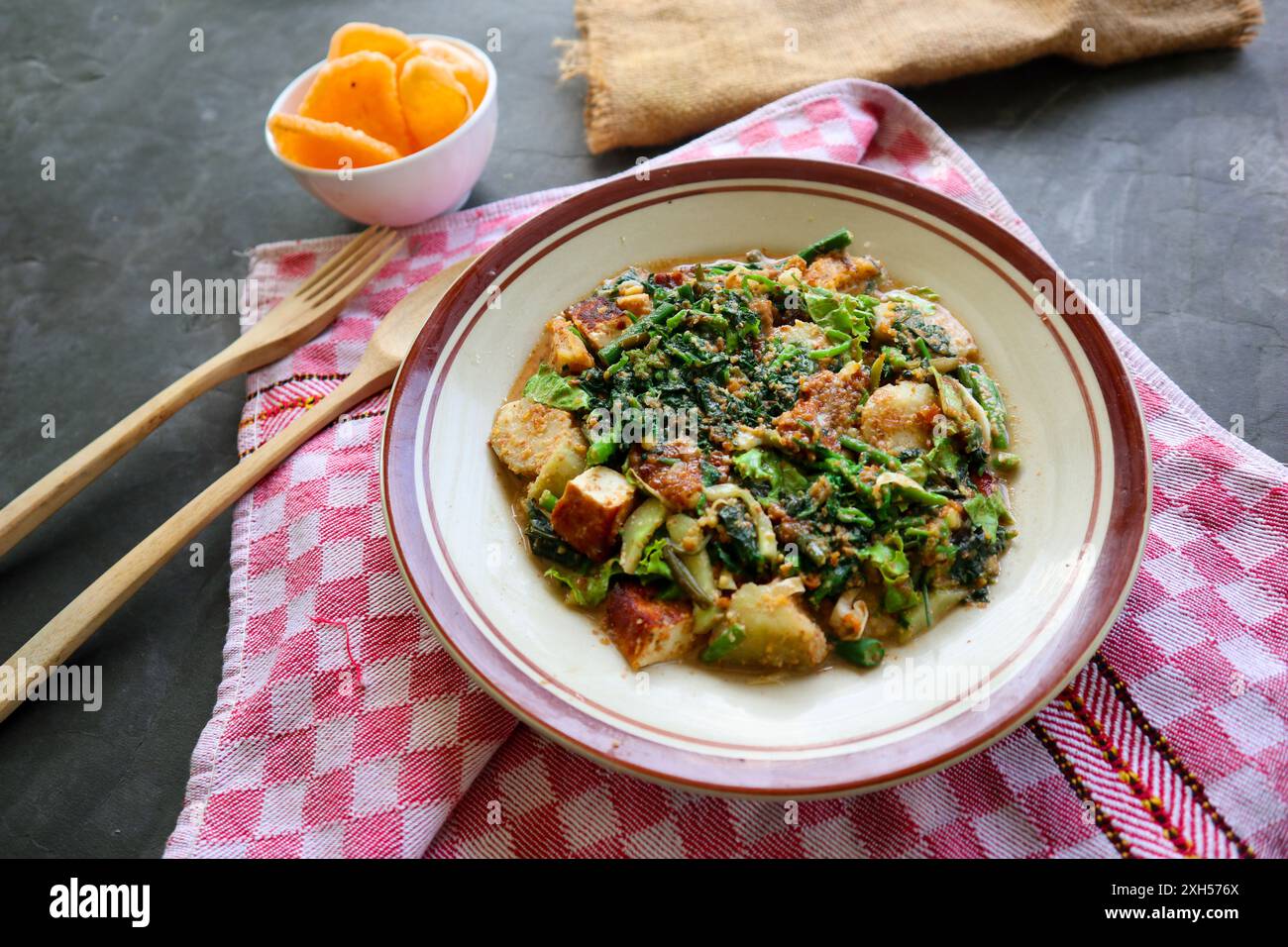 lotek is a traditional salad from Indonesia made from vegetable ...