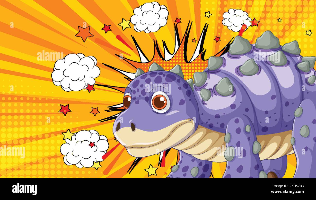 Purple dinosaur with comic book background Stock Vector Image & Art - Alamy