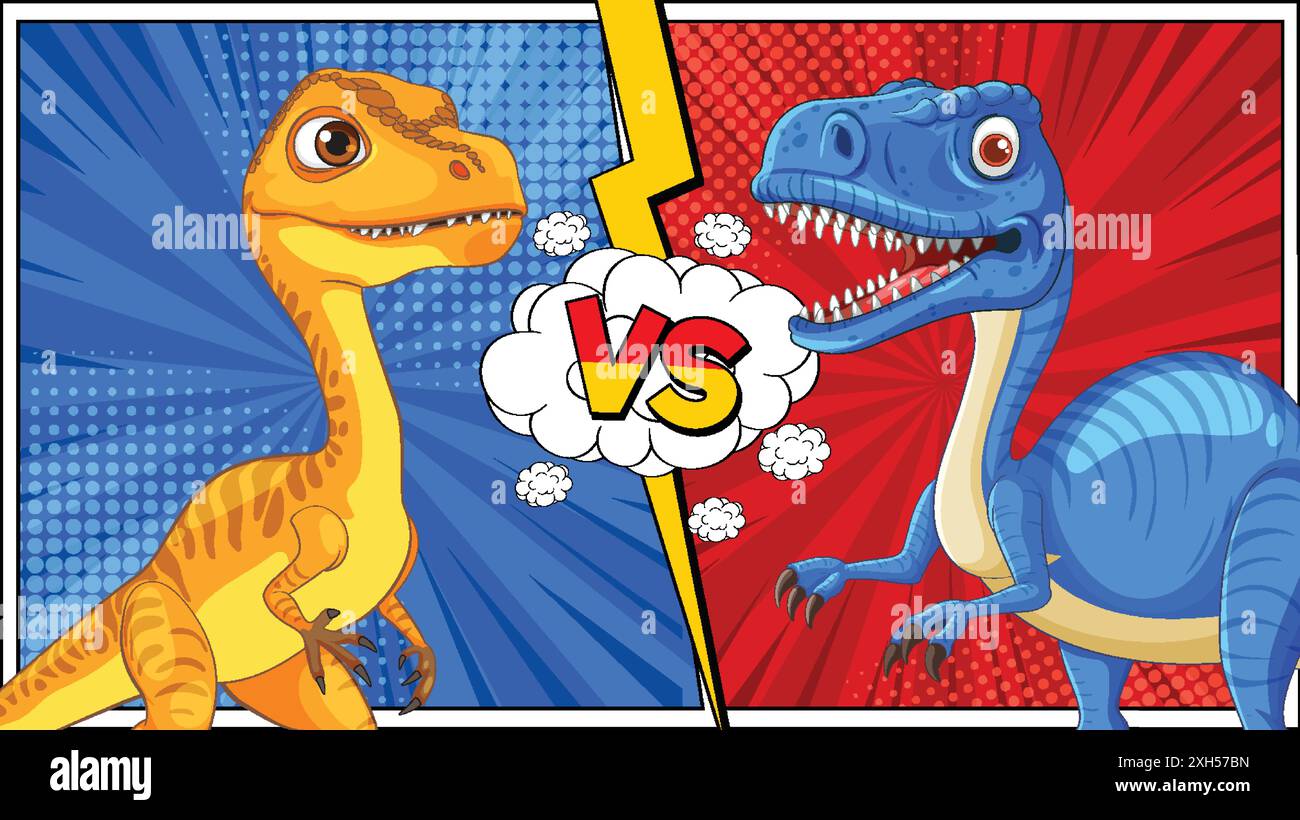 Two dinosaurs face off in a comic style Stock Vector Image & Art - Alamy