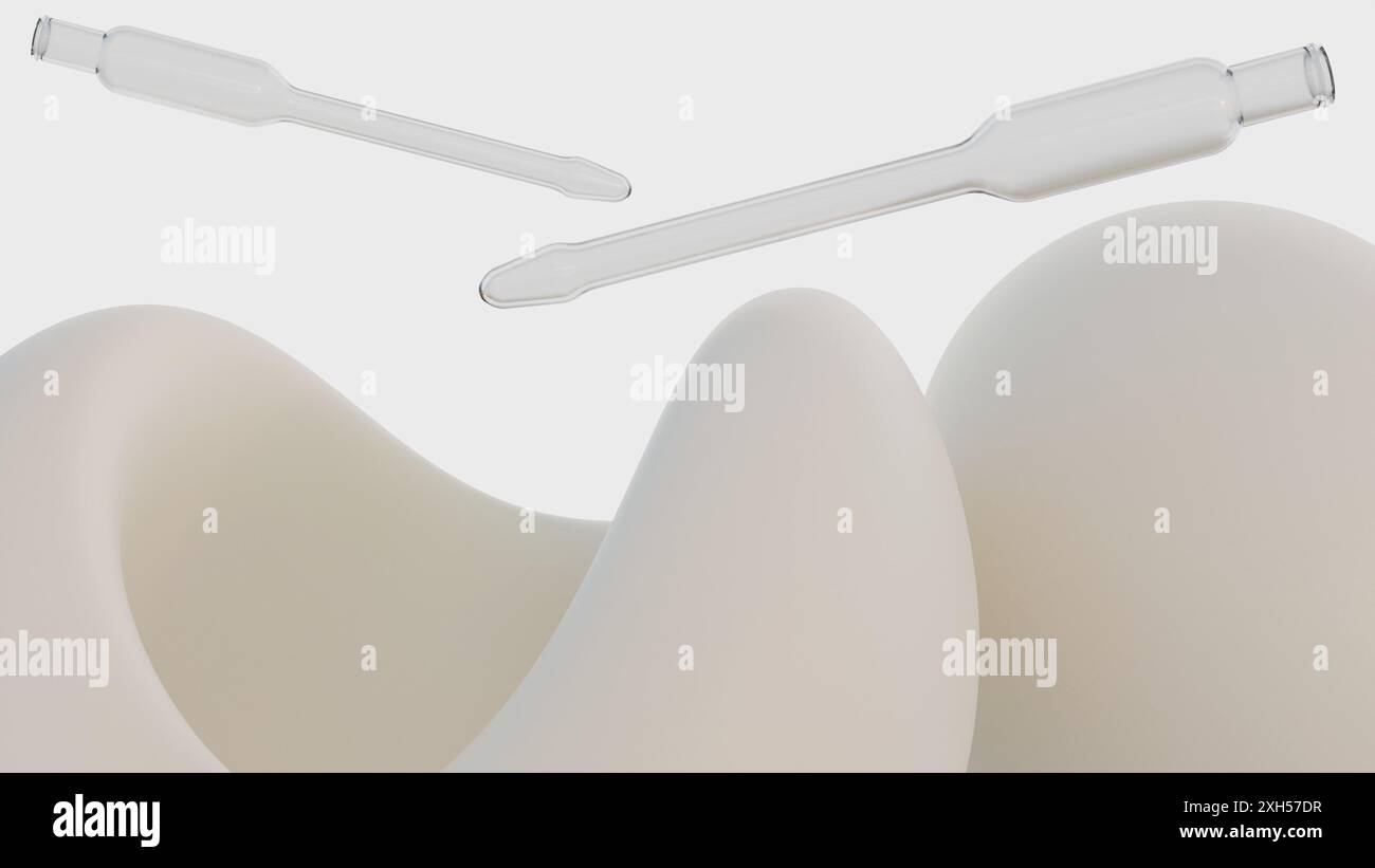 A 3D rendering of pouring milk and a butyrometer, a scientific ...
