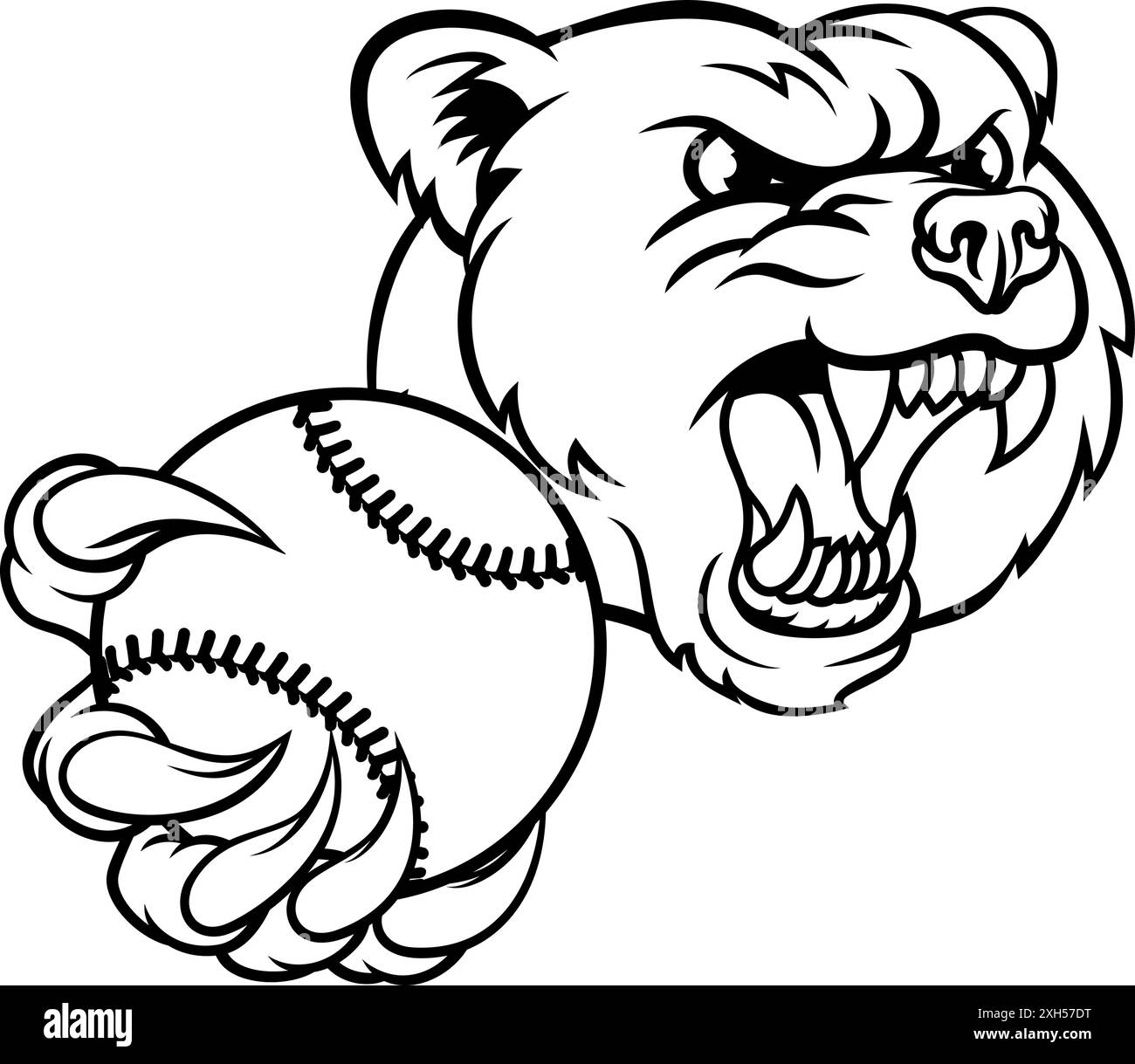 Bear Softball Baseball Claw Grizzly Animal Mascot Stock Vector Image ...