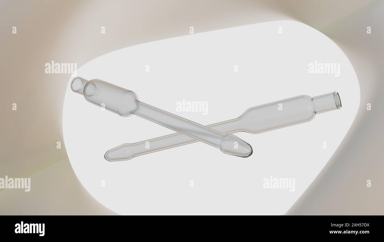 A 3D rendering of pouring milk and a butyrometer, a scientific ...