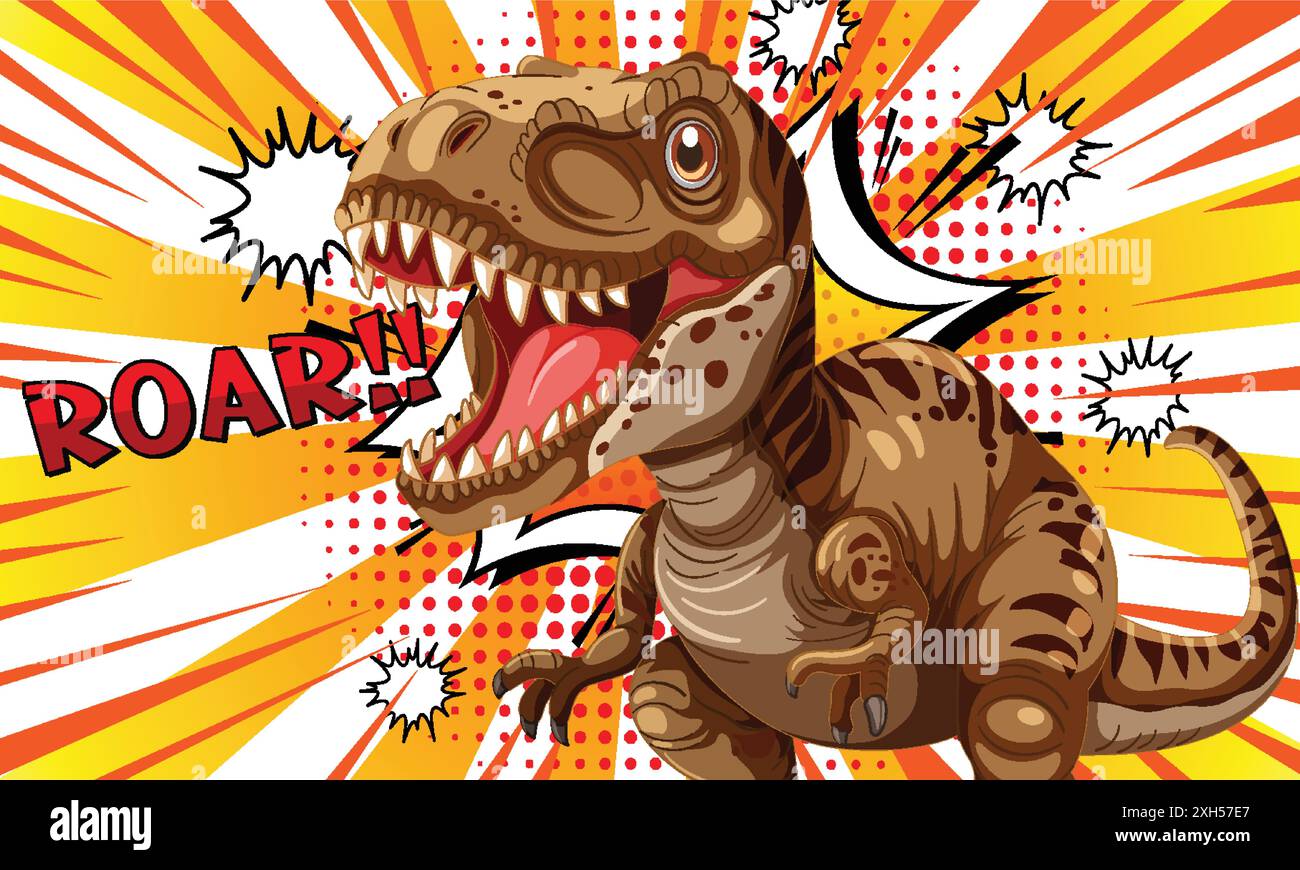 A roaring dinosaur in a comic style illustration Stock Vector Image ...