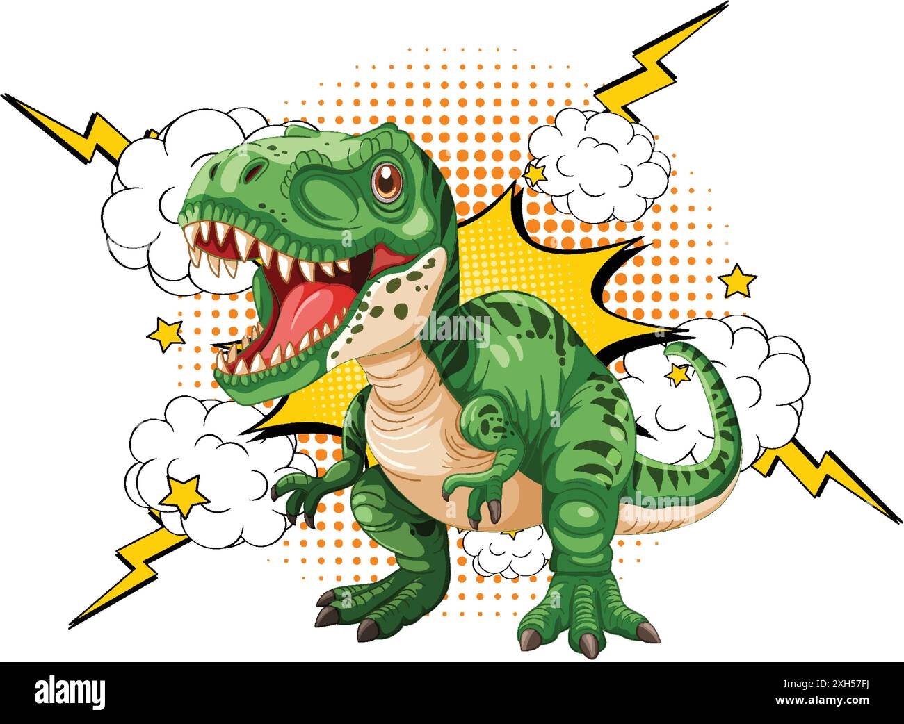 Green dinosaur with comic explosion background Stock Vector Image & Art ...