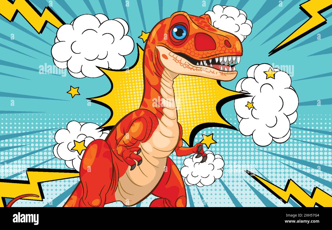 A vibrant dinosaur in a comic-style scene Stock Vector Image & Art - Alamy