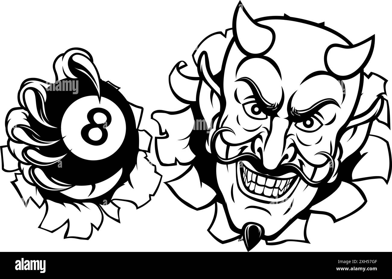 Devil Angry Pool 8 Ball Billiards Mascot Cartoon Stock Vector Image ...