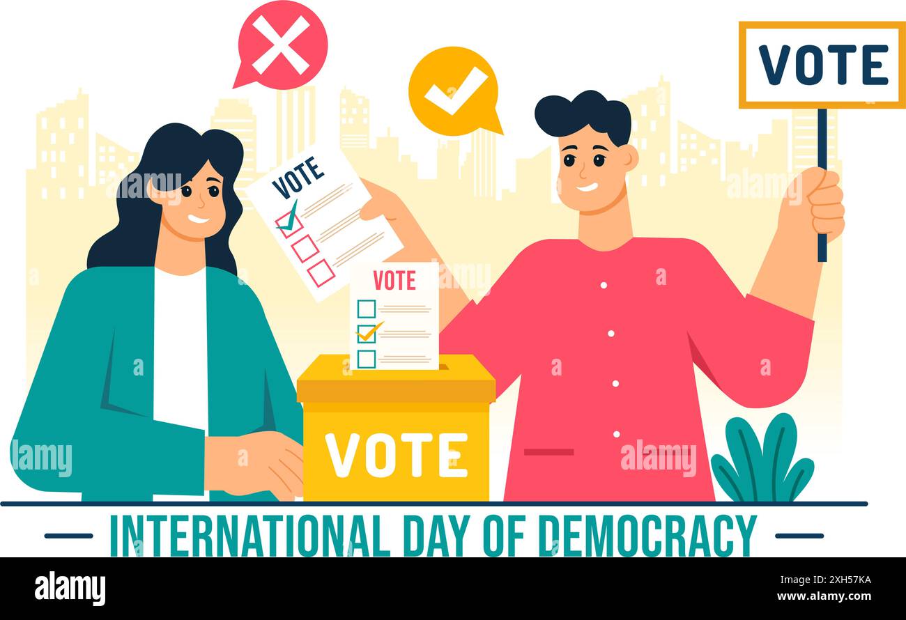 International Day of Democracy Vector Illustration on September 15 with ...