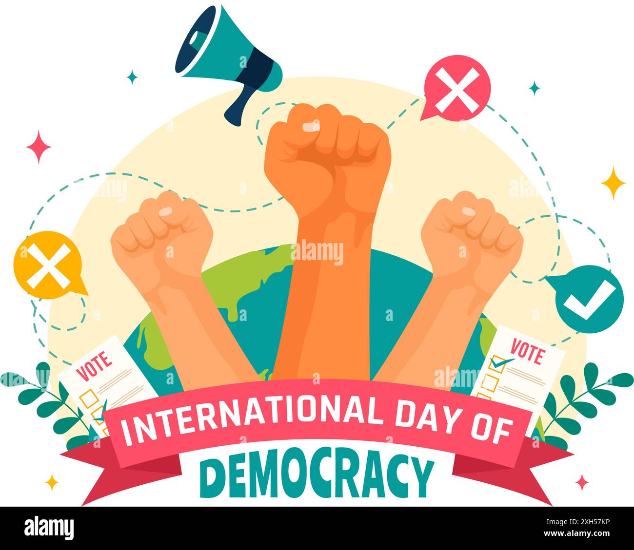 International Day of Democracy Vector Illustration on September 15 with ...