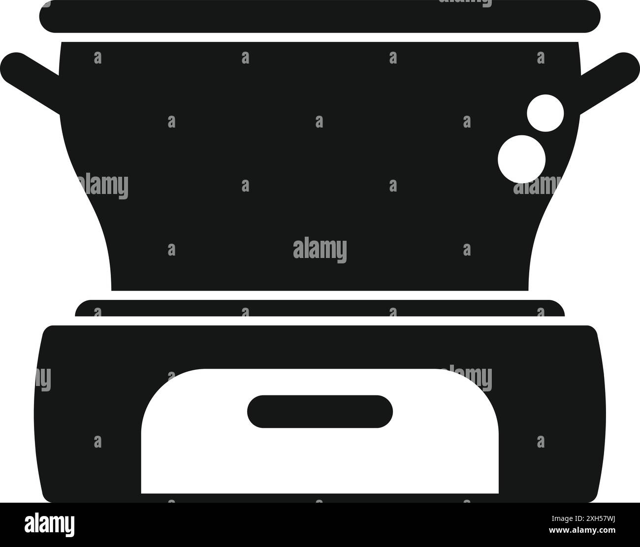 Black icon of a modern double boiler steaming food for a healthy meal ...