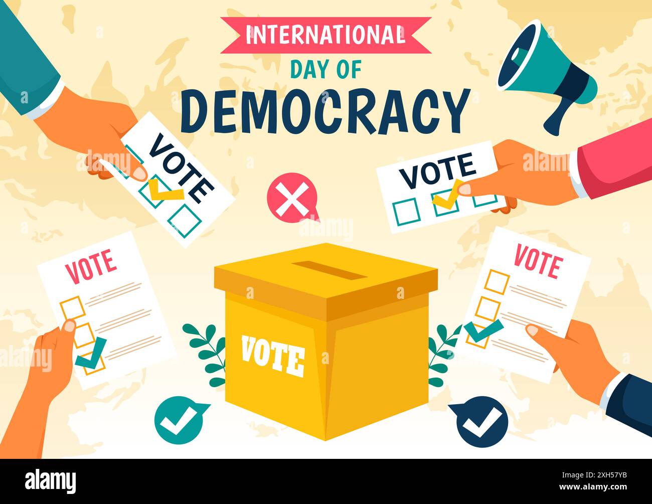 International Day of Democracy Vector Illustration on September 15 with ...