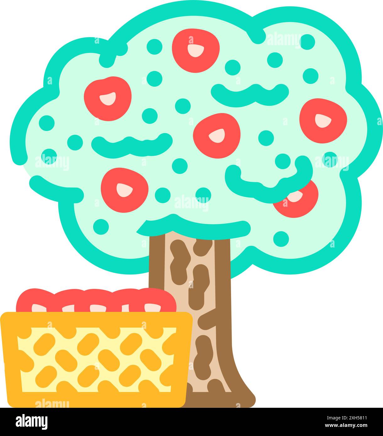 apple picking autumn color icon vector illustration Stock Vector Image ...