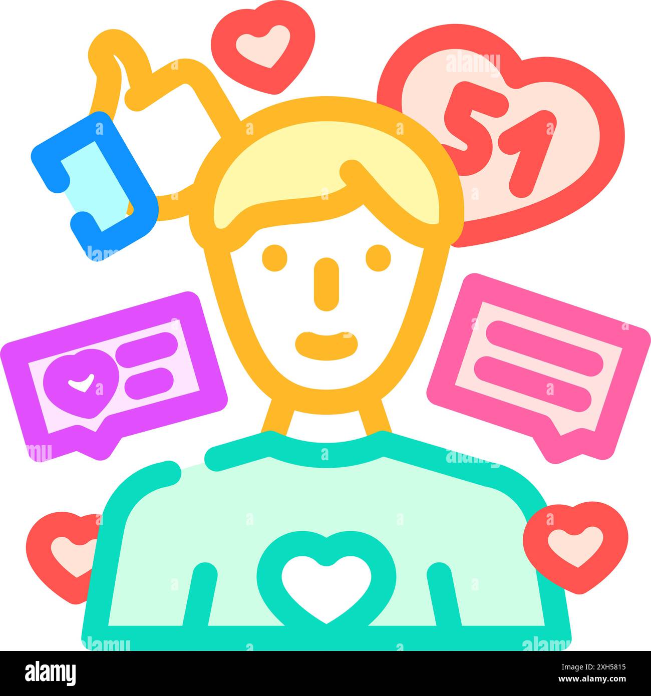 influencer marketing color icon vector illustration Stock Vector Image ...