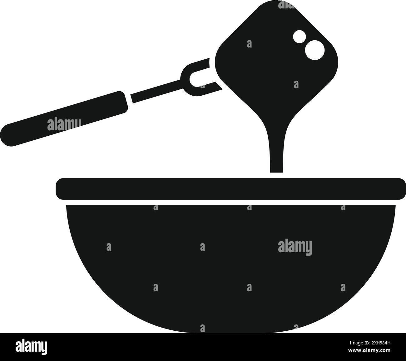 Black silhouette icon of a fork dipping food into a bowl, representing ...