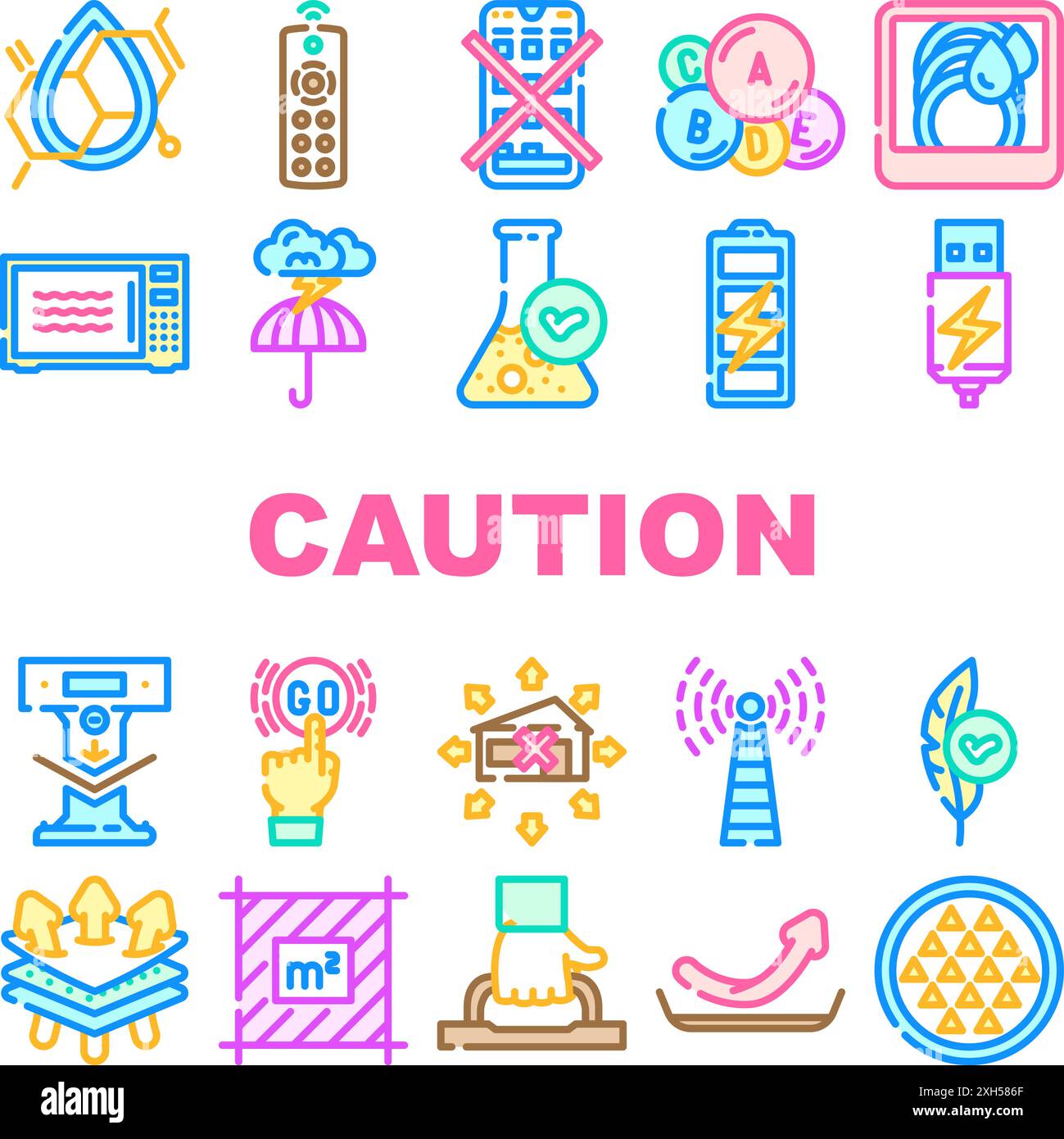 product caution label warning icons set vector Stock Vector Image & Art ...