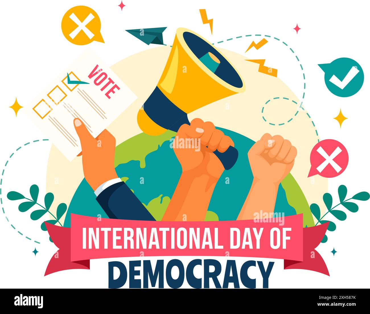 International Day of Democracy Vector Illustration on September 15 with ...