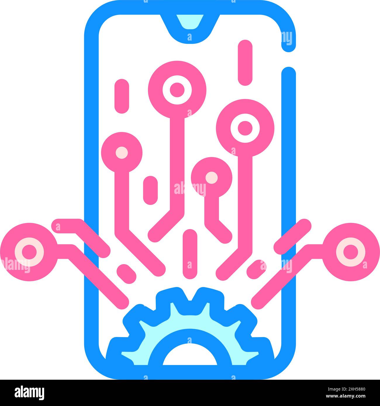 mobile technology business process color icon vector illustration Stock ...