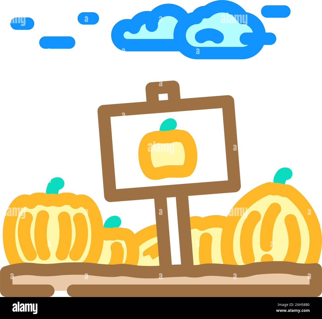 pumpkin patch autumn color icon vector illustration Stock Vector Image ...