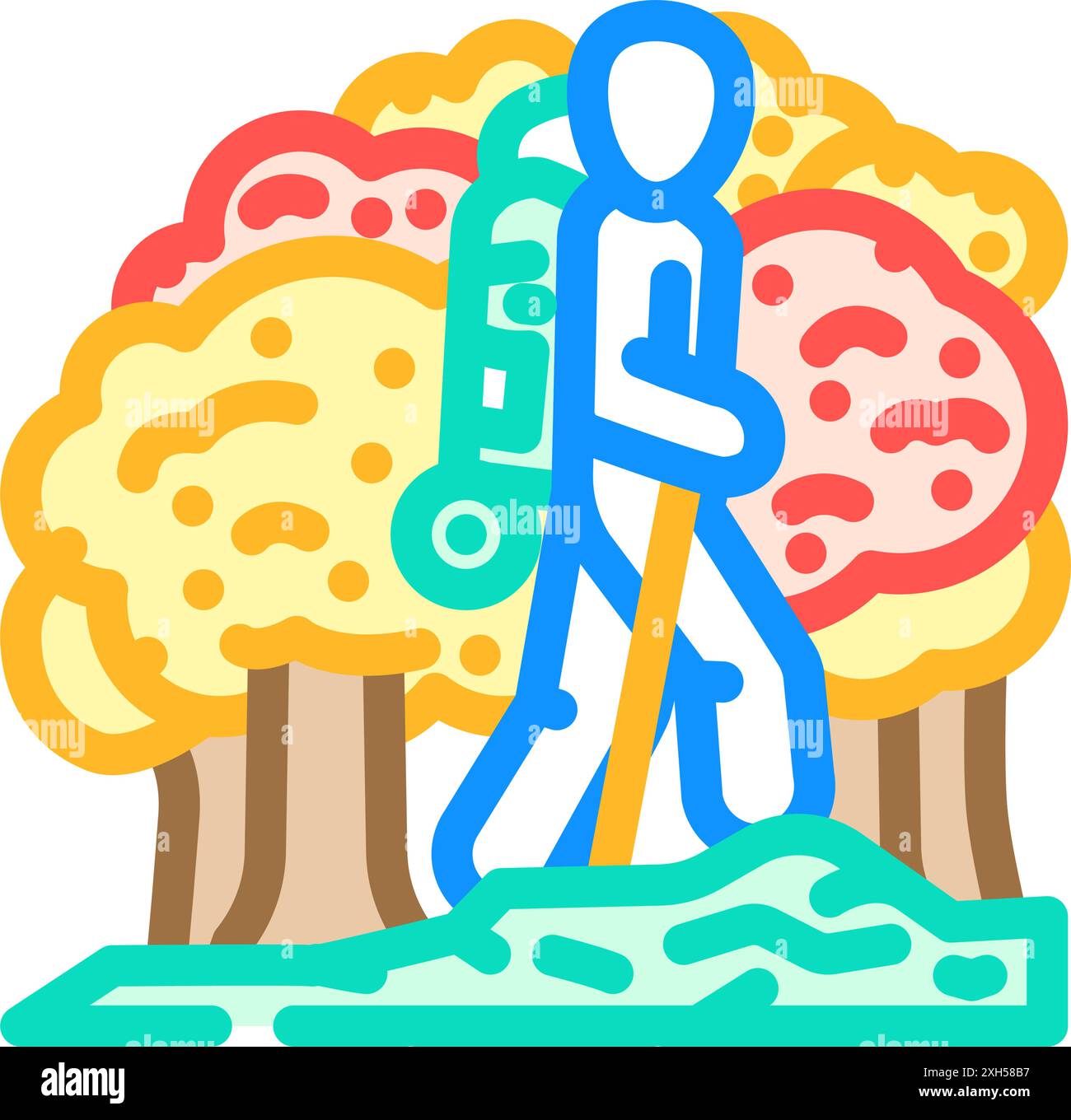 hiking fall foliage autumn color icon vector illustration Stock Vector ...
