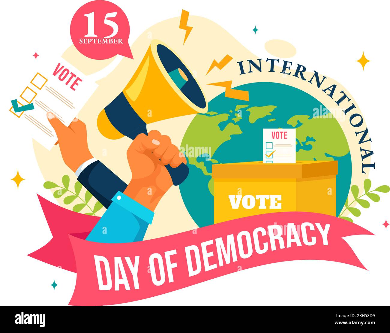 International Day of Democracy Vector Illustration on September 15 with ...