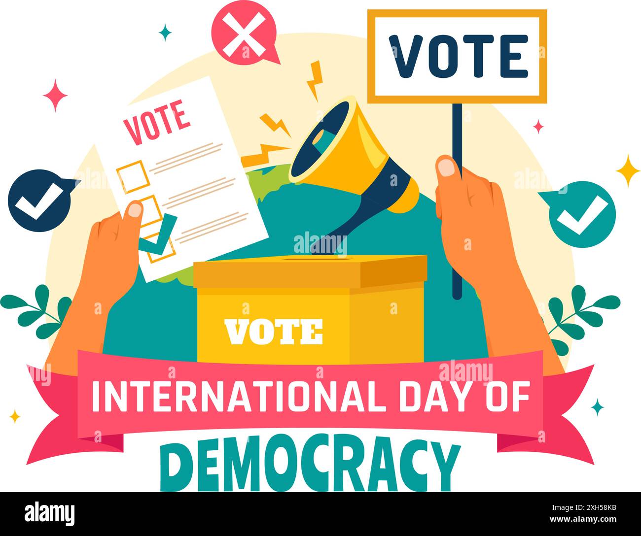 International Day of Democracy Vector Illustration on September 15 with ...