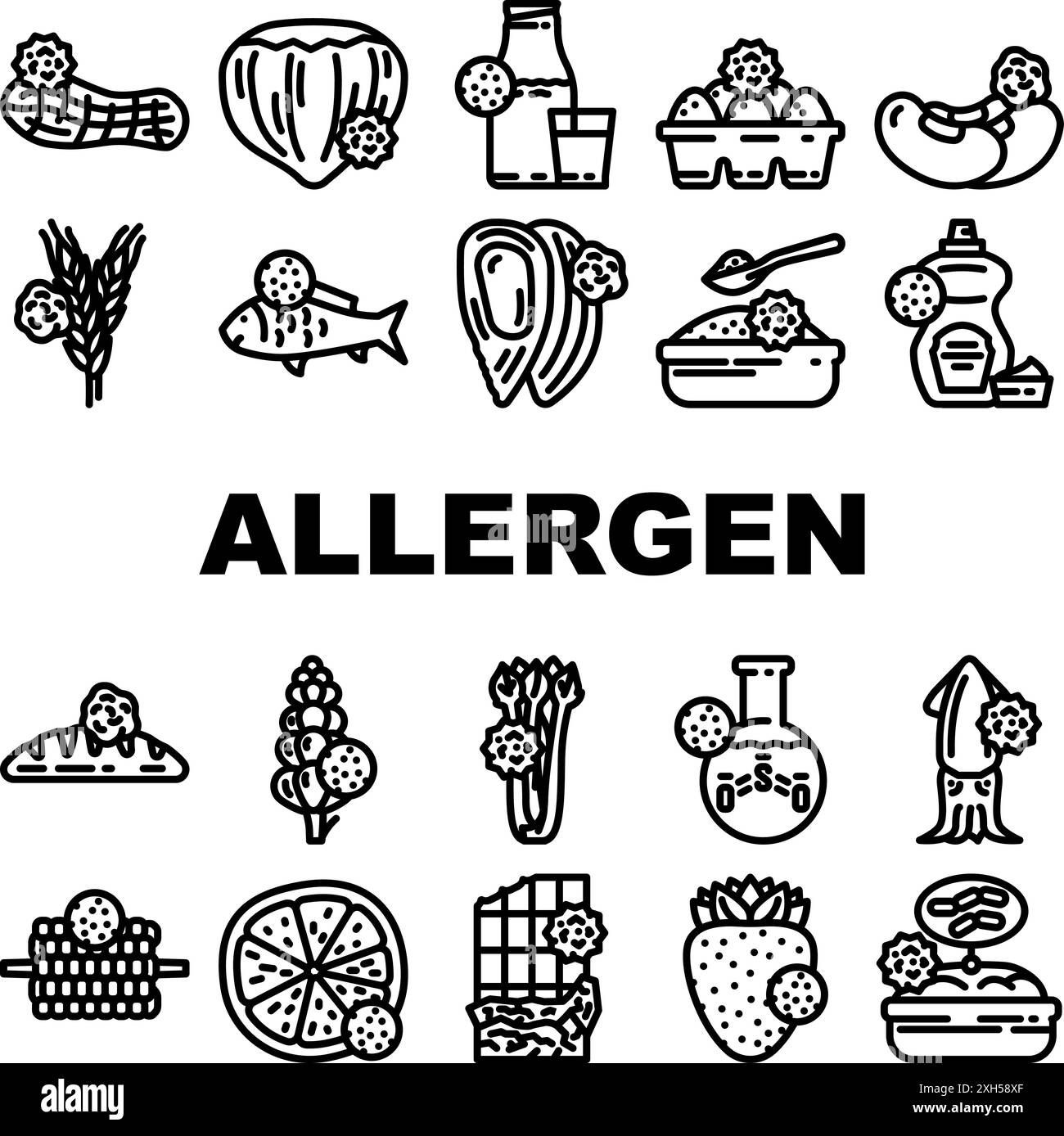 allergen product free food icons set vector Stock Vector Image & Art ...
