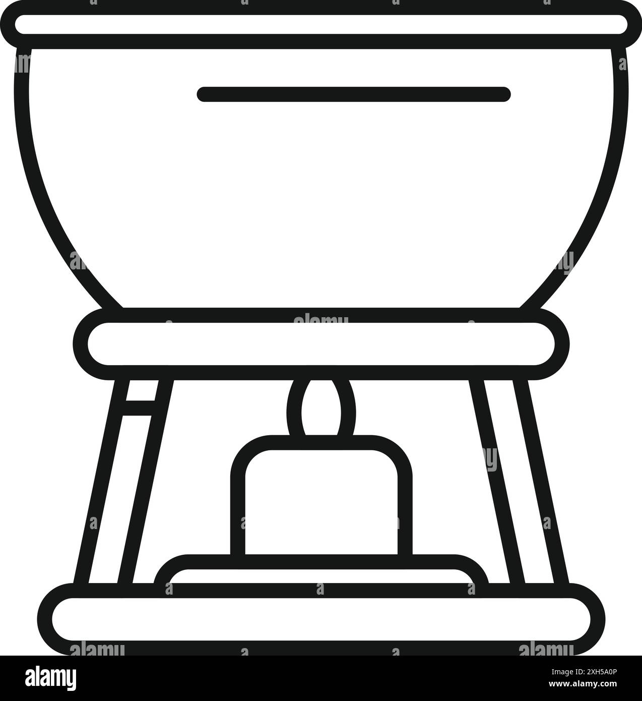 Simple line drawing of a fondue pot being warmed by a burning candle ...