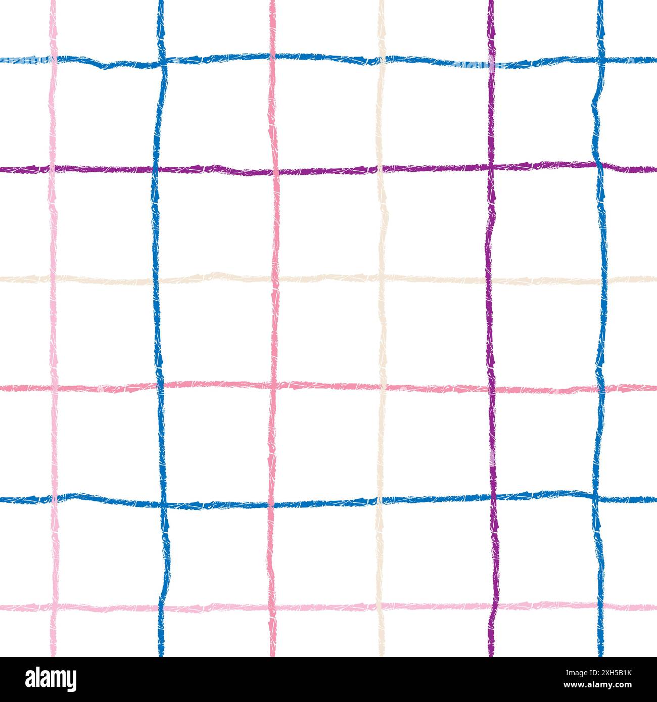 Vector hand drawn cute checkered pattern. cottagecore Doodle Plaid ...