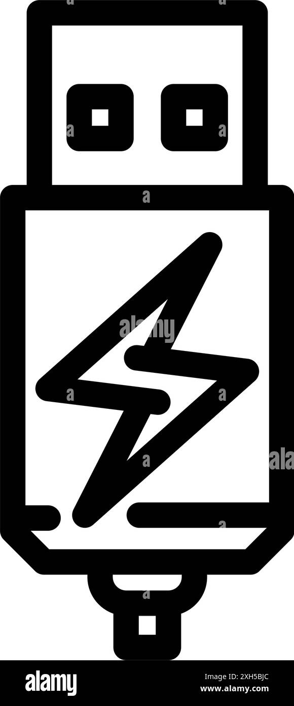 usb charging label product caution line icon vector illustration Stock ...