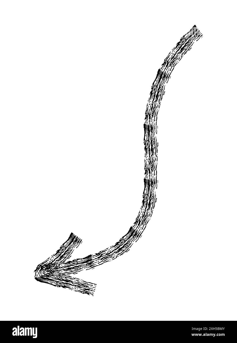 Hand drawn crayon chalk charcoal line arrow. curvy and wavy arrow ...