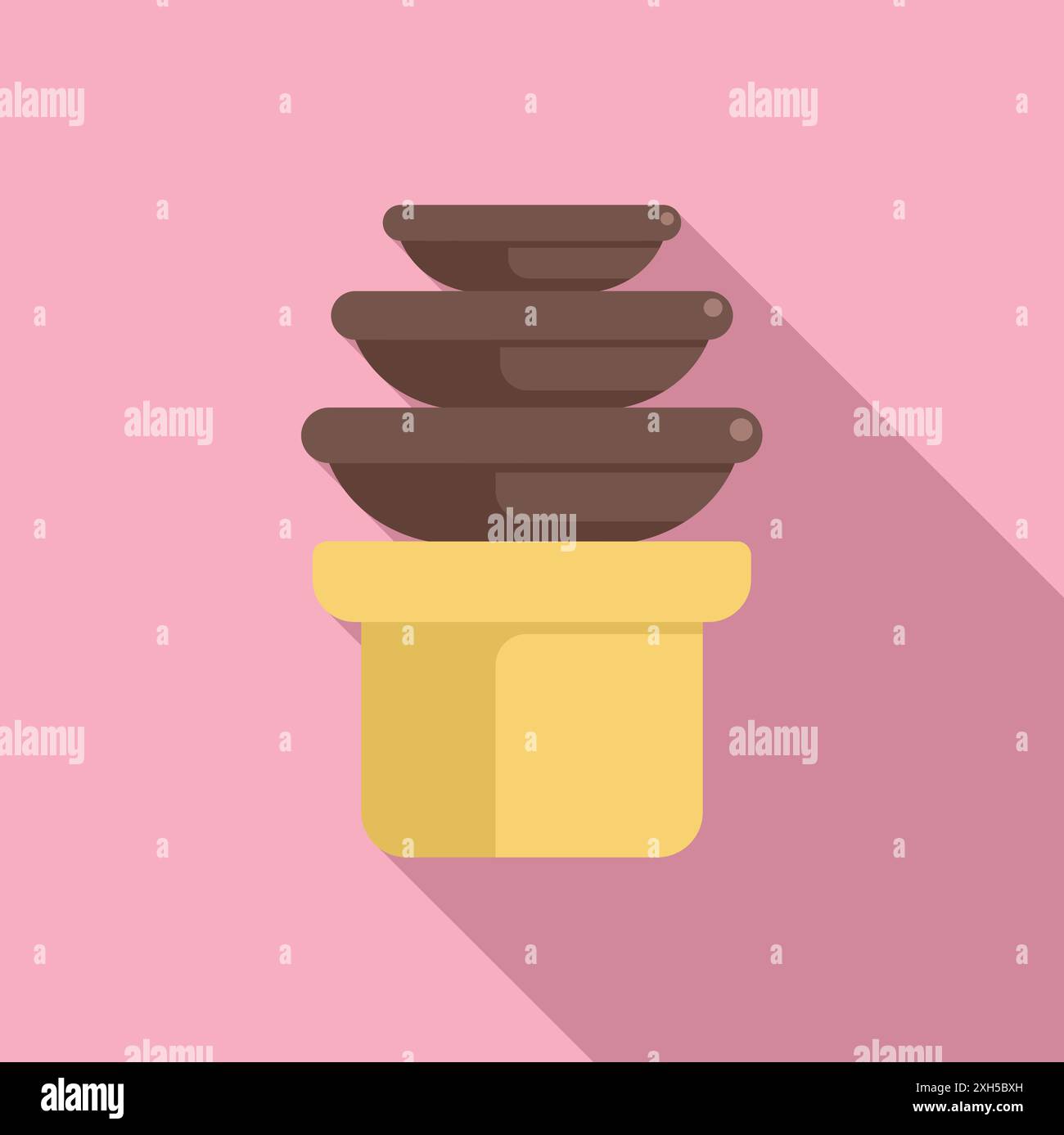 Chocolate fountain flowing on a stand, ready to dip fruit and other ...