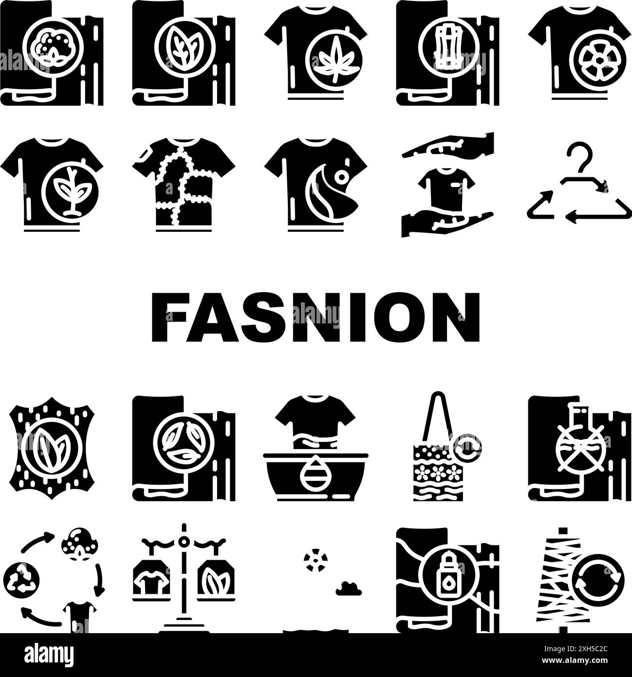 sustainable fashion eco textile icons set vector Stock Vector Image ...