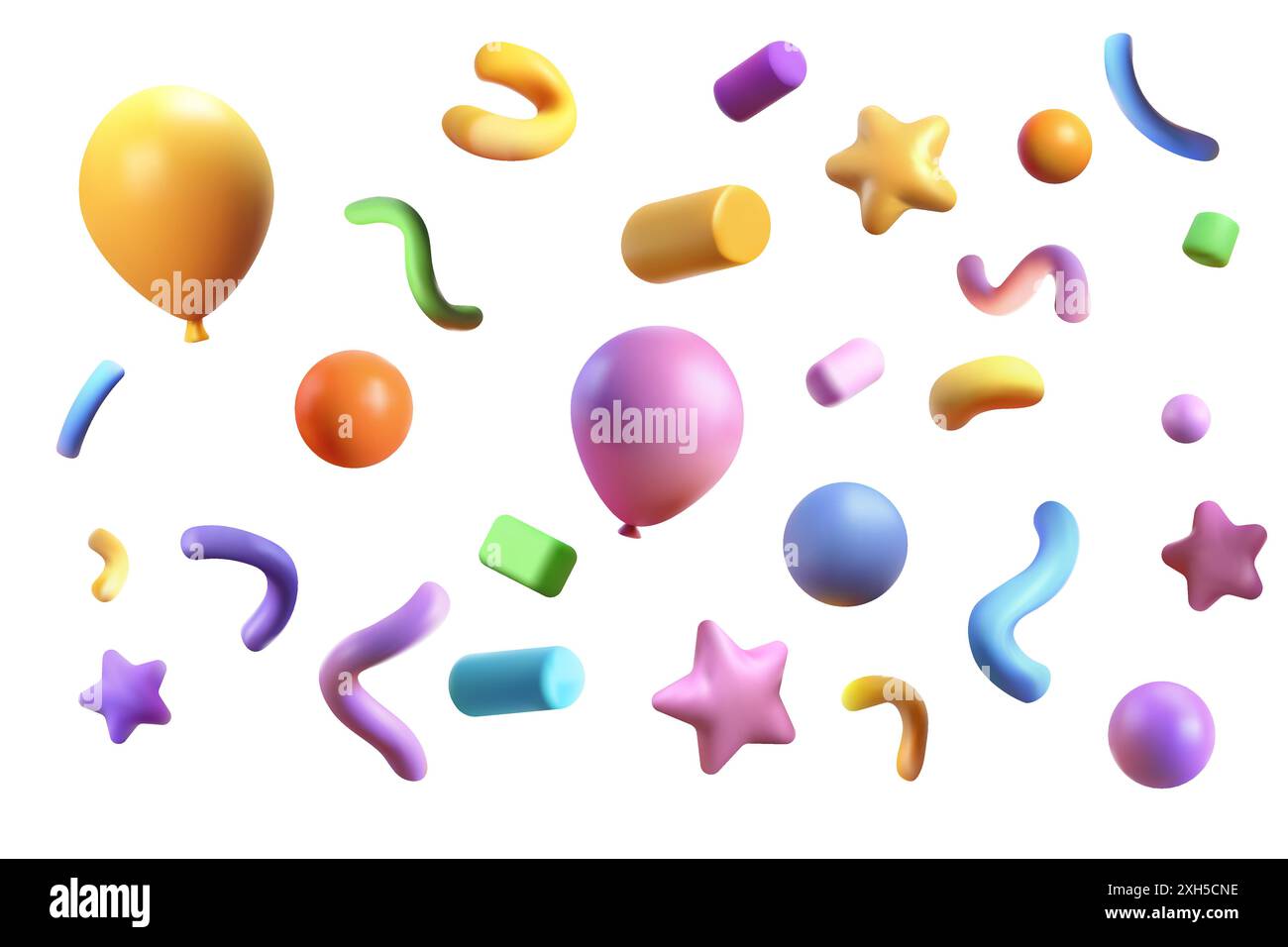 Confetti party clapper 3d vector, shapes. Birthday or carnival ...