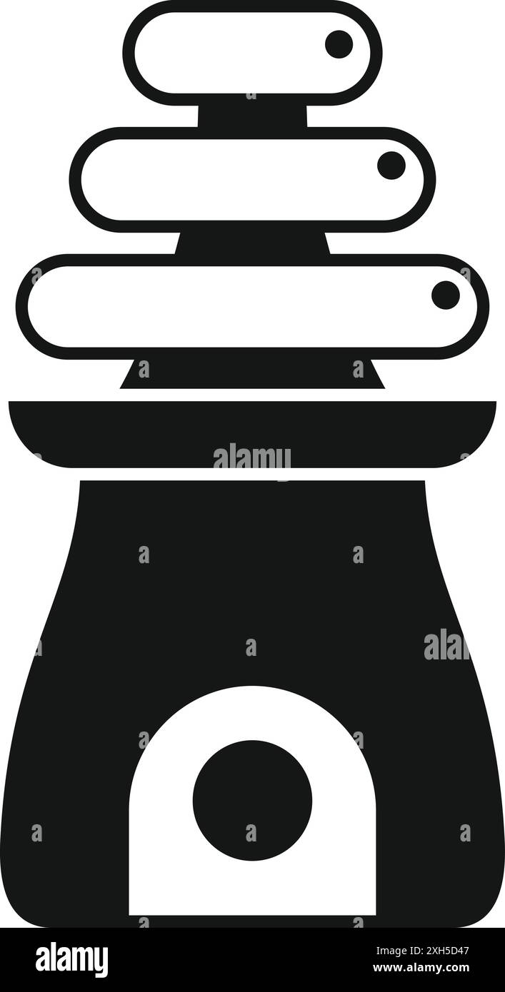 Black and white icon of a stone cairn balancing on a stand ...