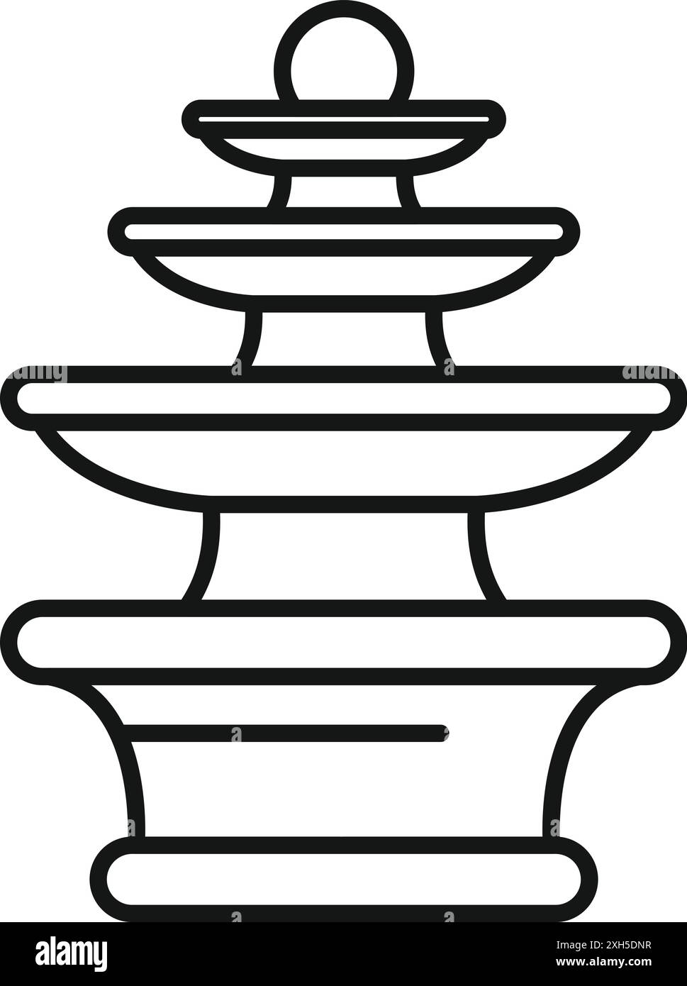 Line art icon of a tiered fountain bringing a relaxing atmosphere to a ...