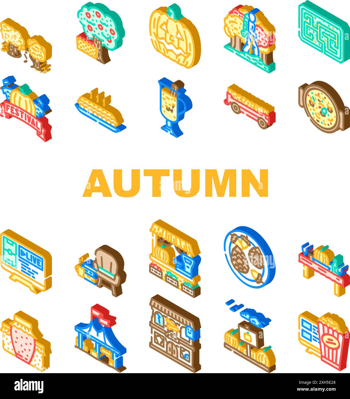 autumn spend time forest icons set vector Stock Vector Image & Art - Alamy