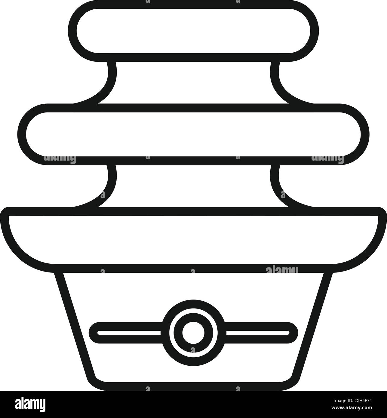 Simple outline style icon of an electric steamer cooking food, with ...