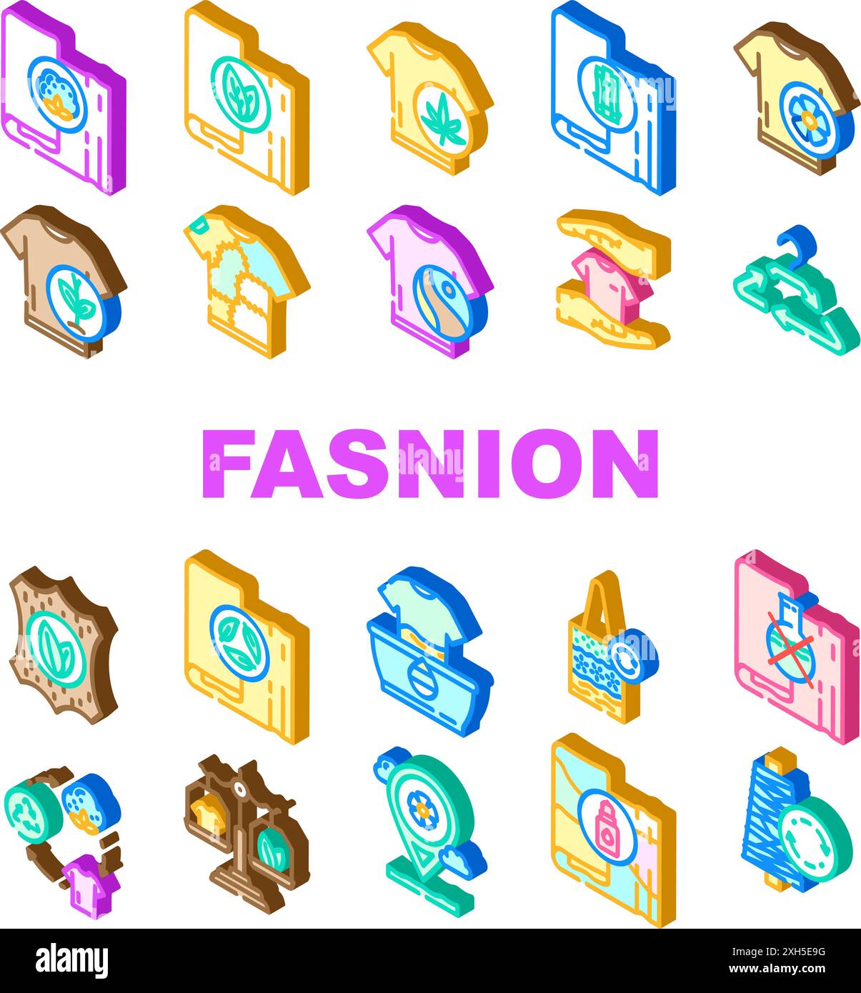 sustainable fashion eco textile icons set vector Stock Vector Image ...