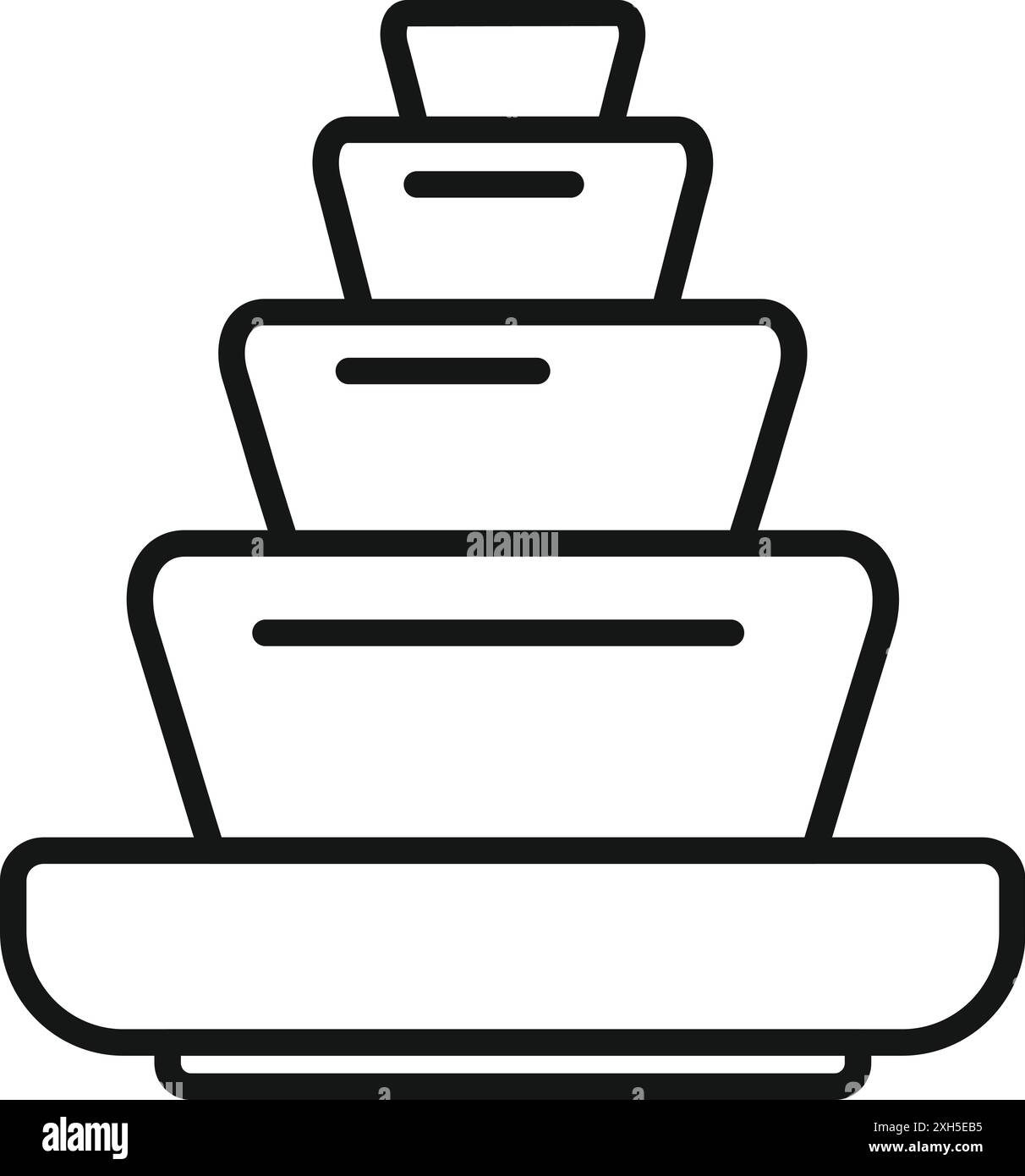 Minimalist line drawing of a stone fountain, bringing peace and ...