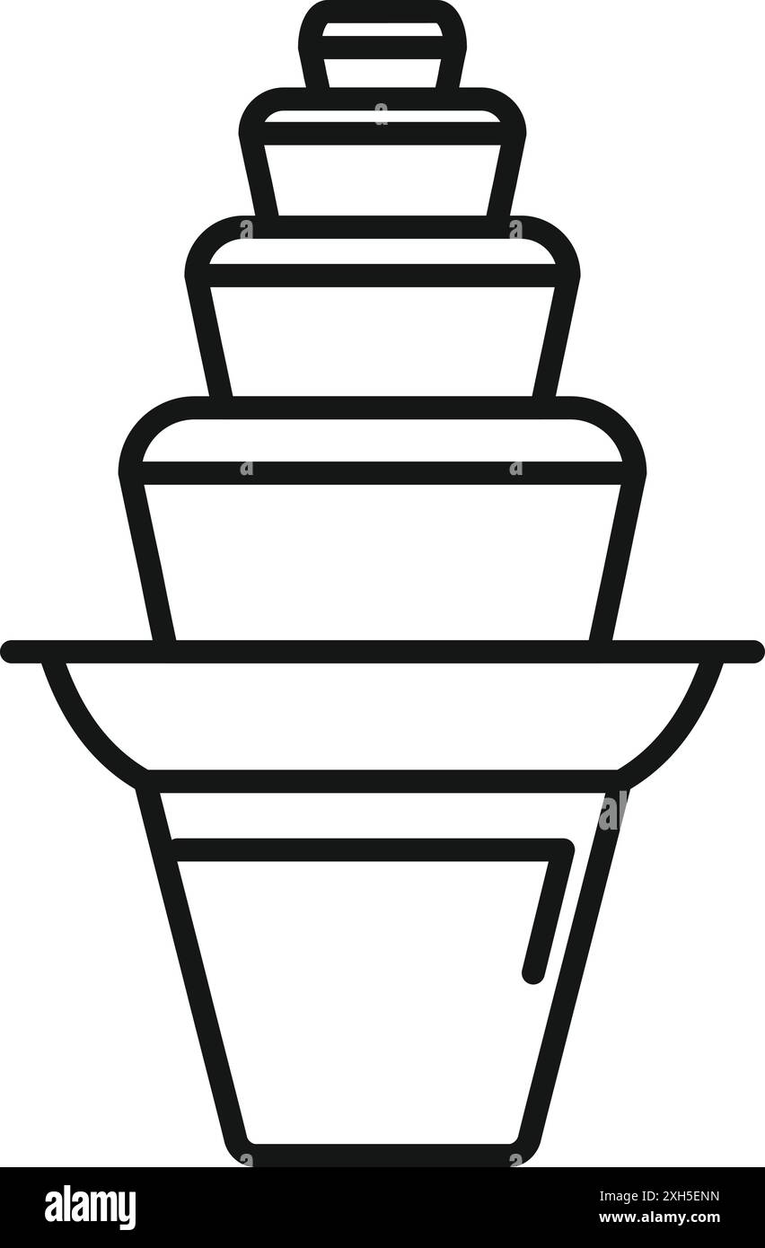 Line drawing of a set of plastic food containers with lids, stacked on ...