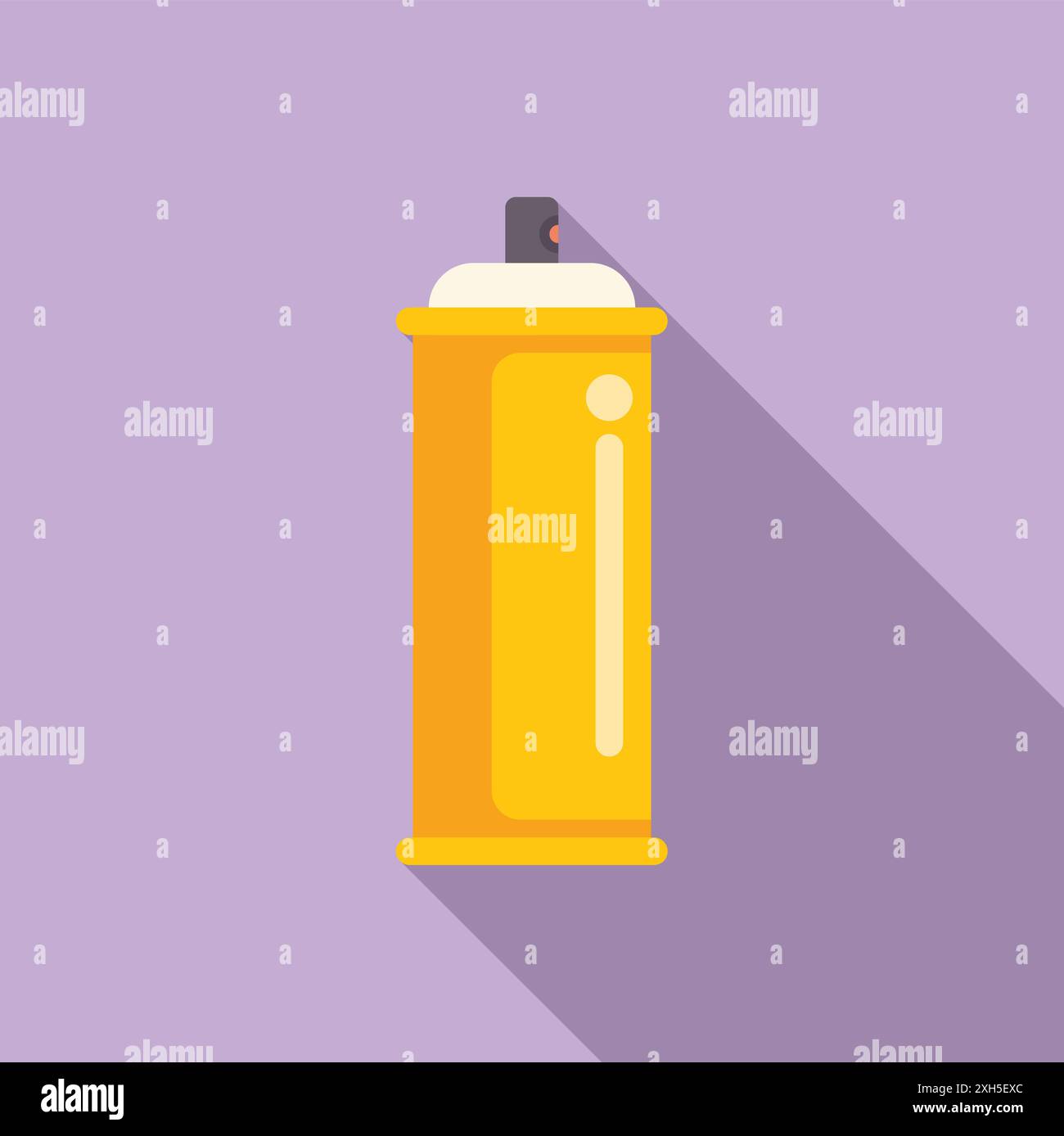 Yellow spray paint can casting a long shadow on a purple background ...