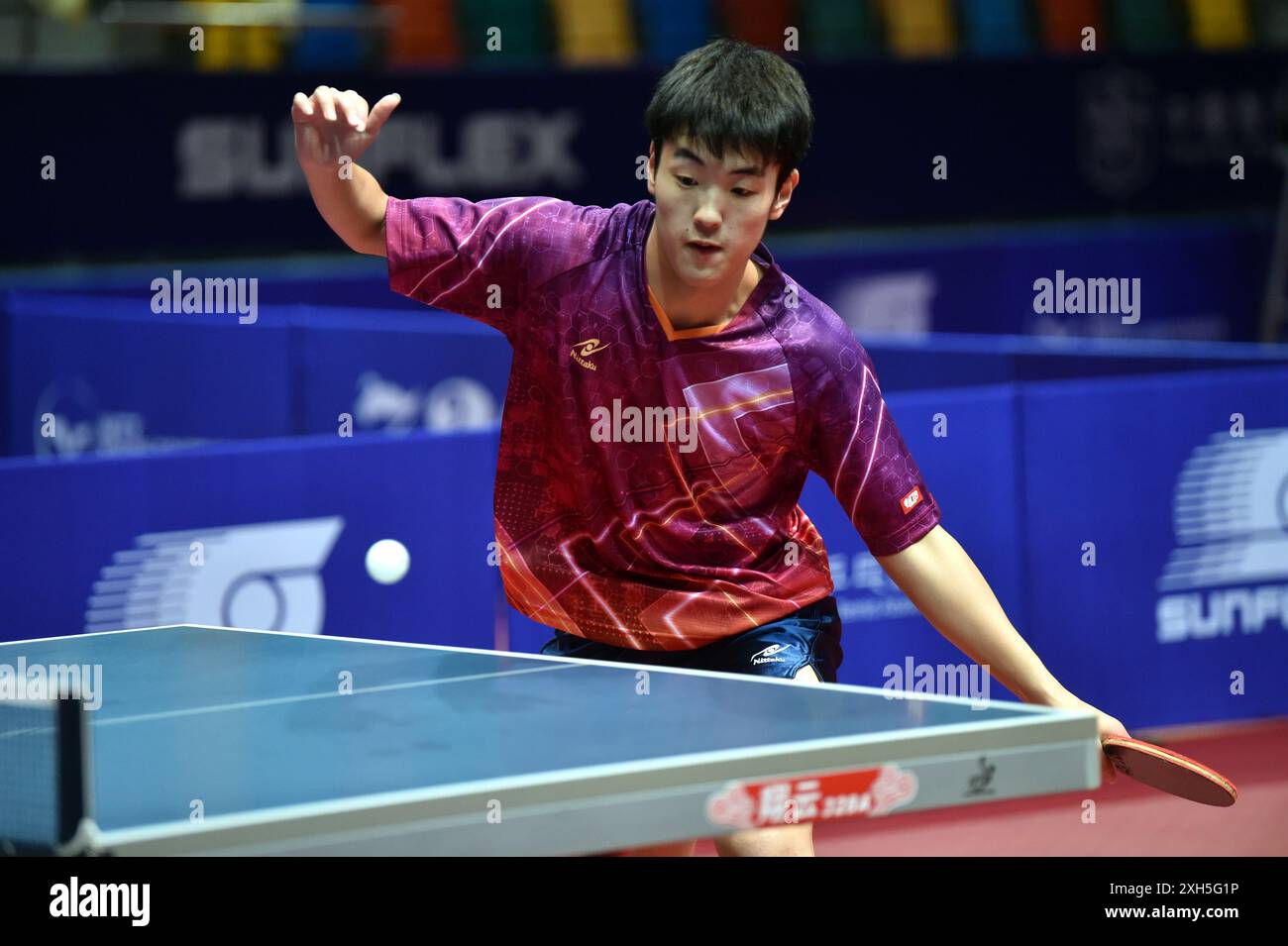 Hong Kong, China. 12th July, 2024. Tanimoto Takumi of Japan hits a ...