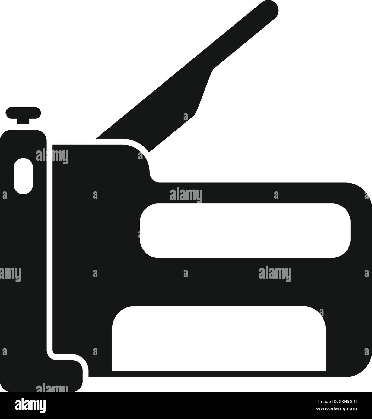 Black silhouette of a heavy duty staple gun for fastening materials ...