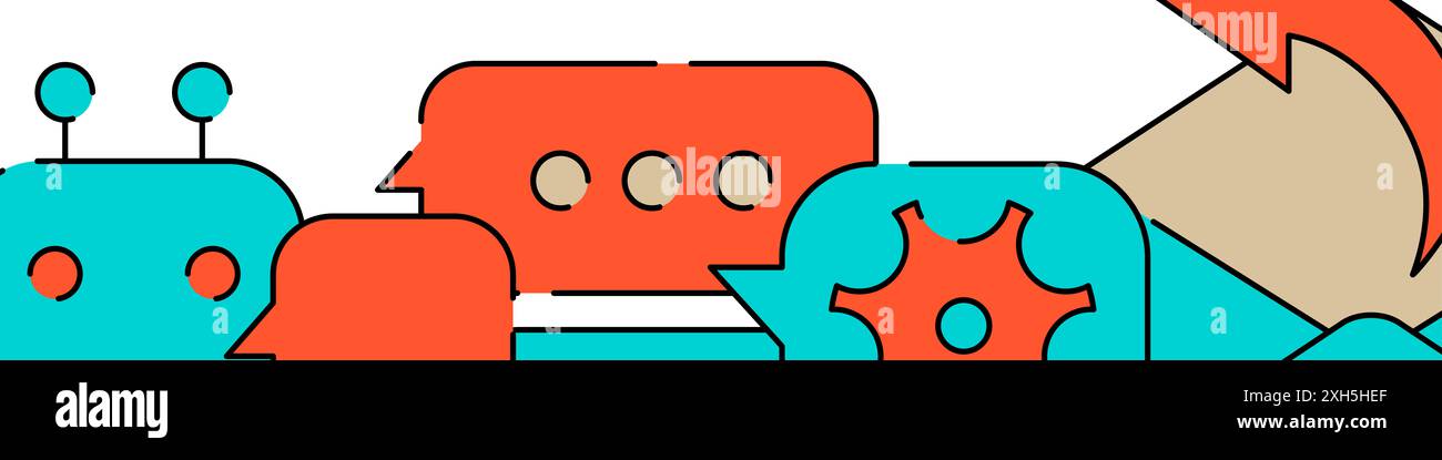 Support, connection, assistance related horizontal banner or bottom ...