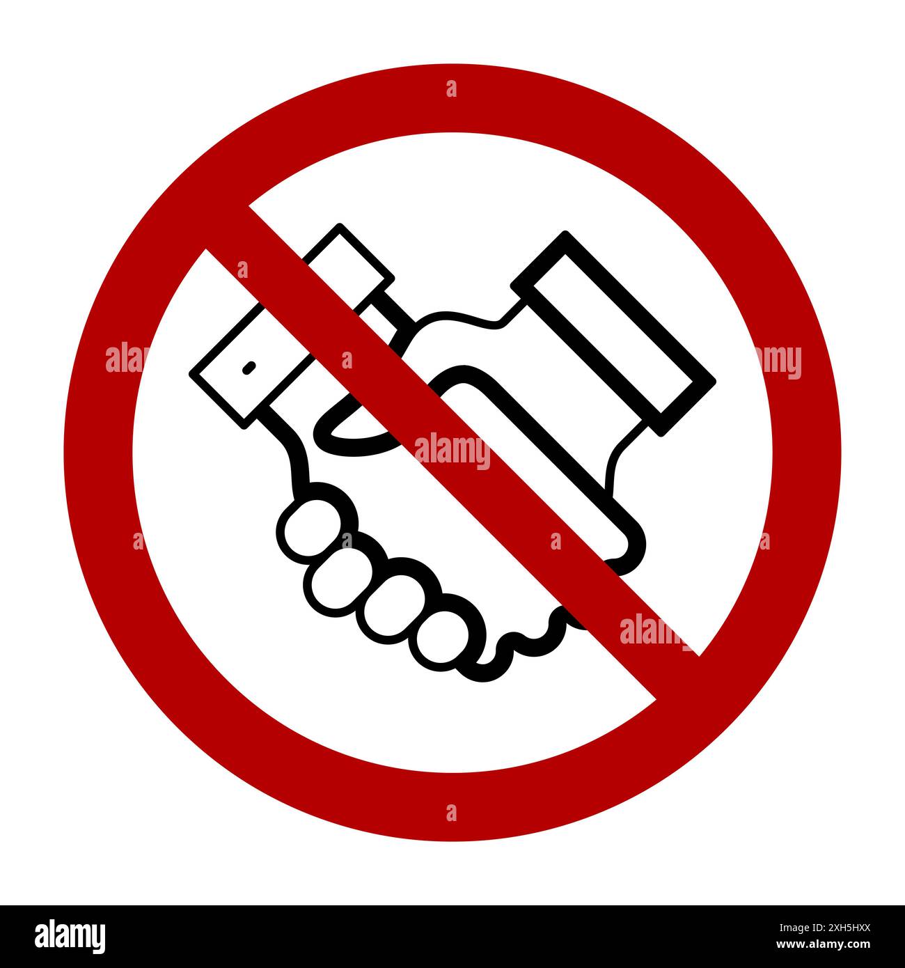 No handshake symbol, prohibition sign, line icon. Flat illustration ...