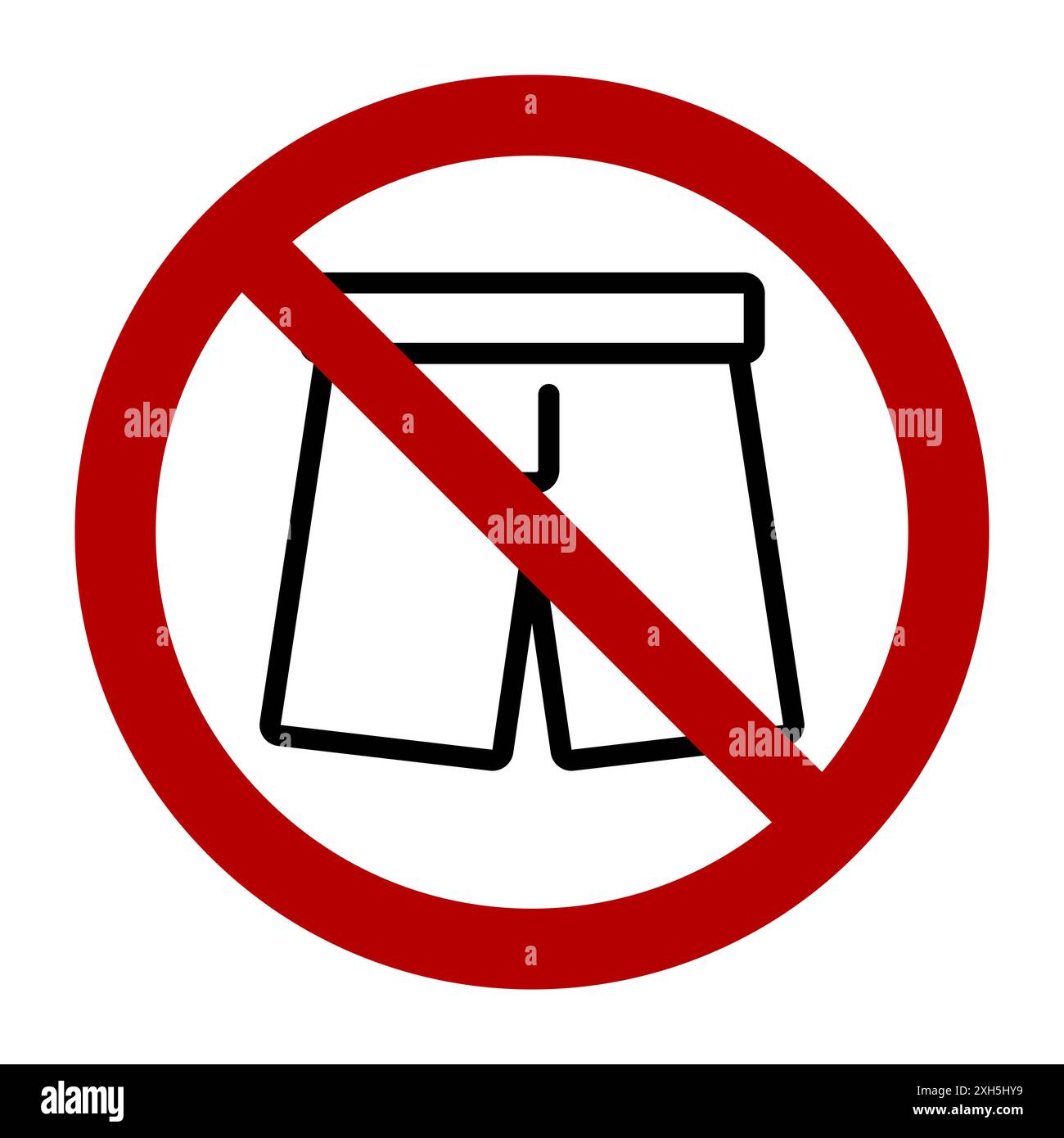 No short pants symbol, prohibition sign, line icon. Flat illustration ...