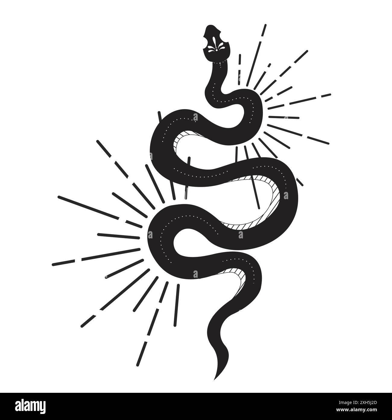 Celestial serpent snake, esoteric tarot or tattoo mystery sacred symbol ...