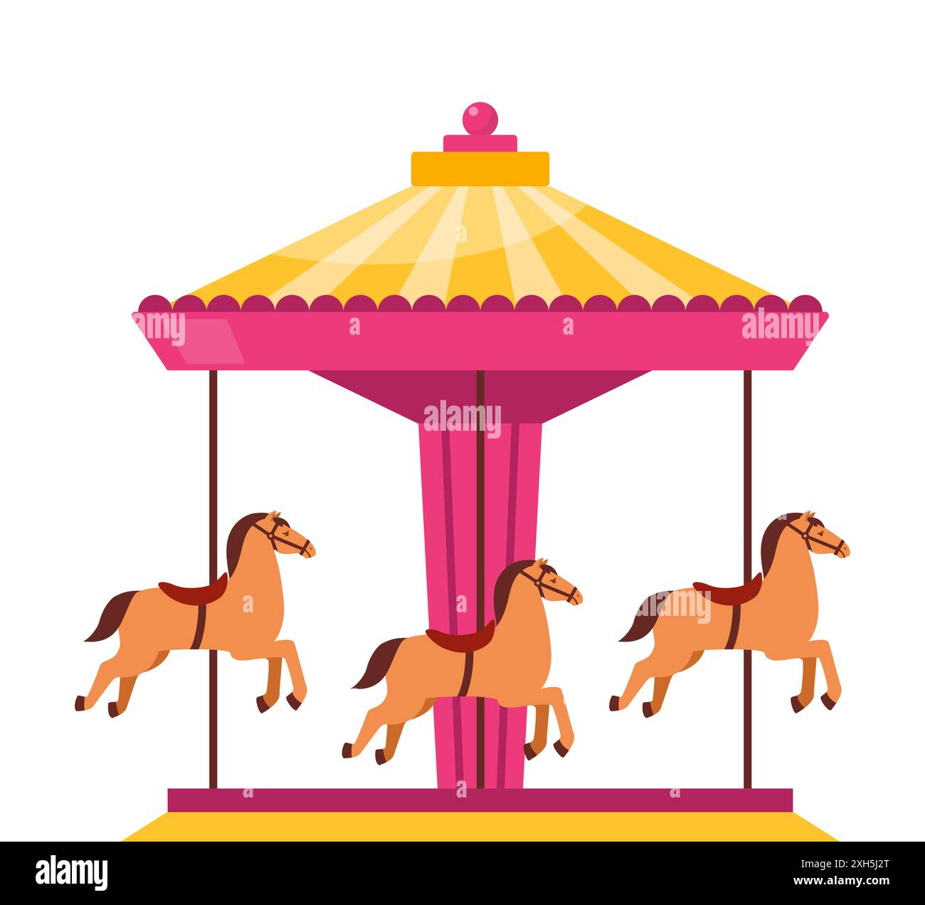 Carousel merry go round with horses. Amusement carnival park, fair ...