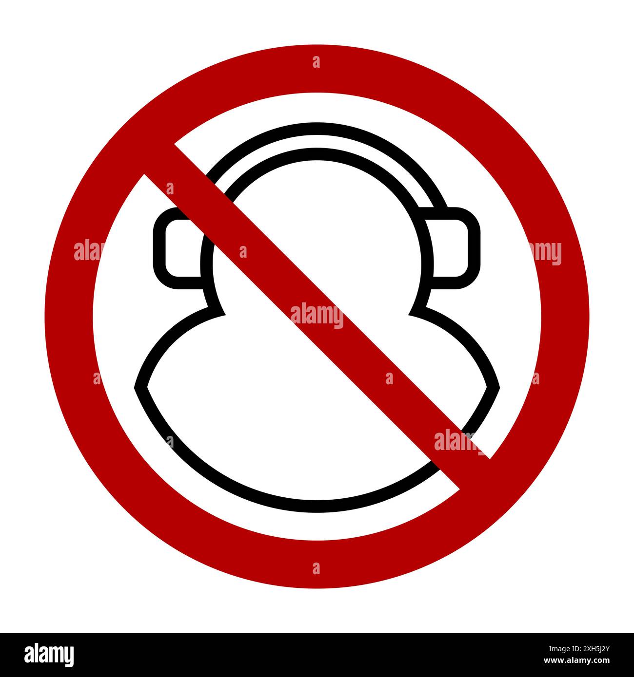 No headphones symbol, prohibition sign, line icon. Flat illustration ...