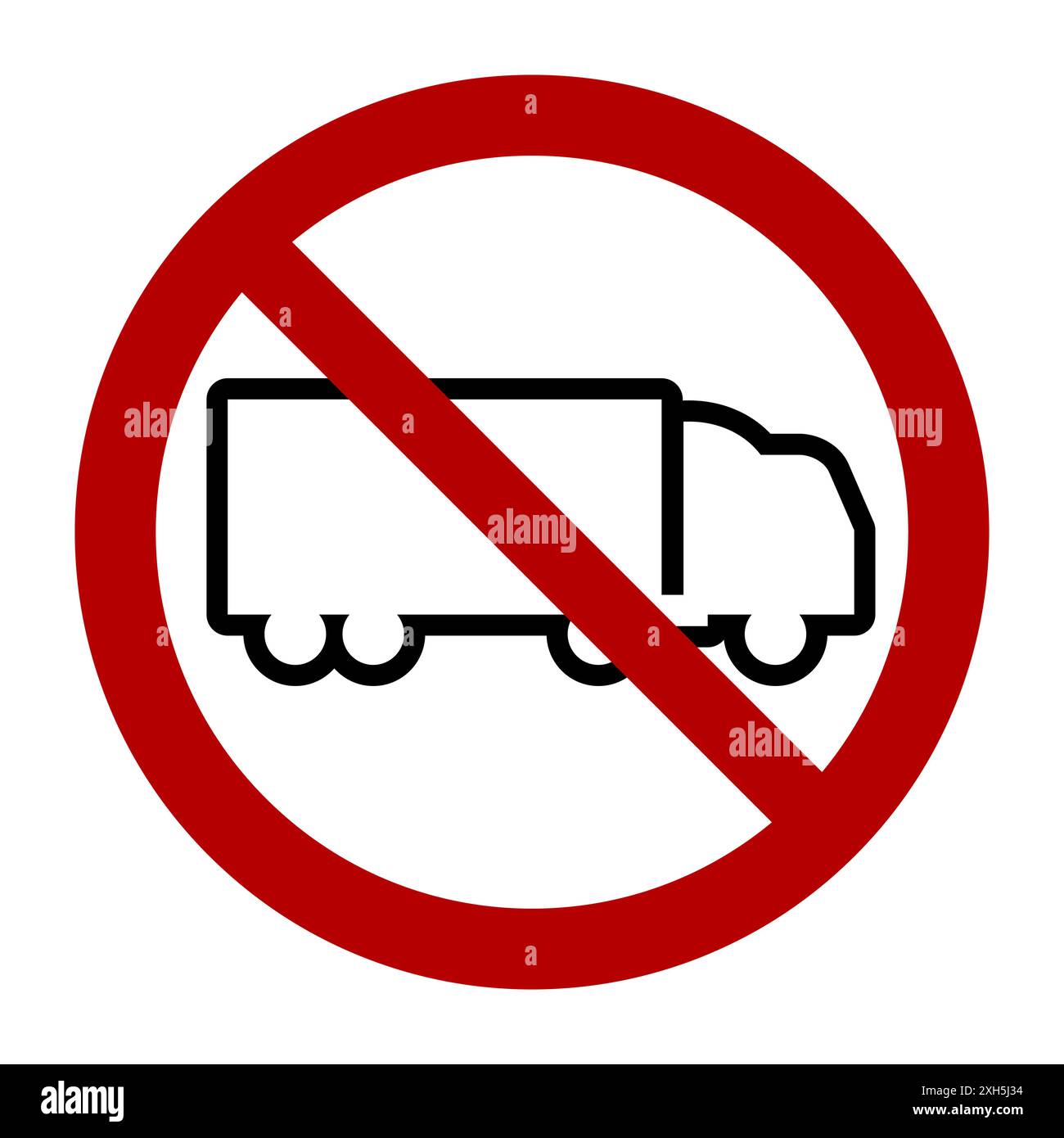 No lorry trucks symbol, prohibition sign, line icon. Flat illustration ...