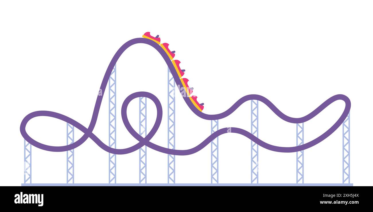 Roller coaster in amusement park. Illustration in flat style isolated ...